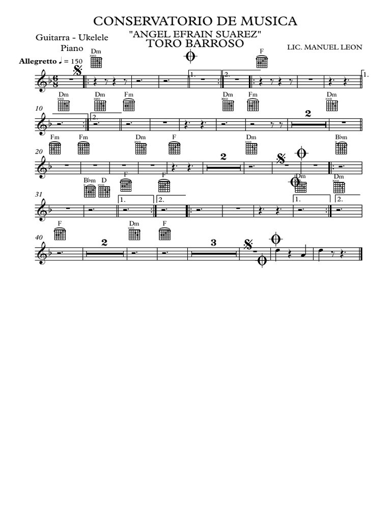 TORO BARROSO - Guitarra - Ukelele Piano PDF | PDF
