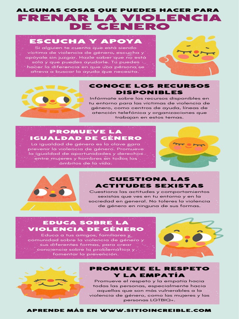 Infografía Cómo Frenar La Violencia De Género Ilustrado Fucsia Pdf Pdf