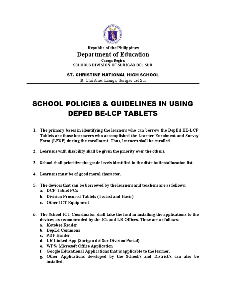 School Policies & Guidelines | PDF
