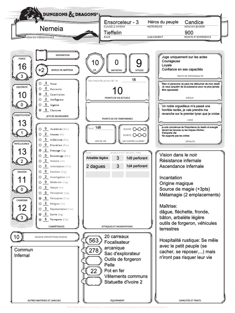 Fiche Personnage - DDC | PDF