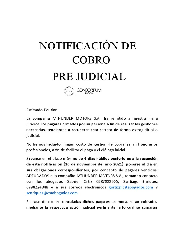 Notificación de Cobro.docx | PDF Notificación de Cobro.docx | PDF