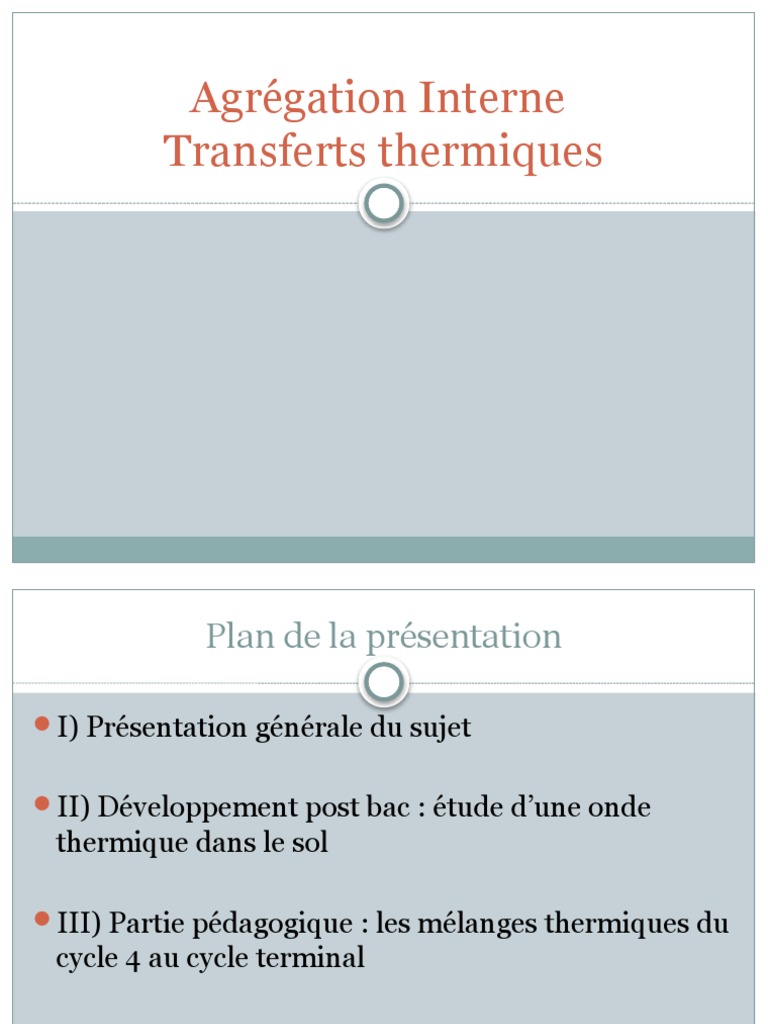 Exposé A INT Transferts Thermiques | PDF | Transfert thermique ...