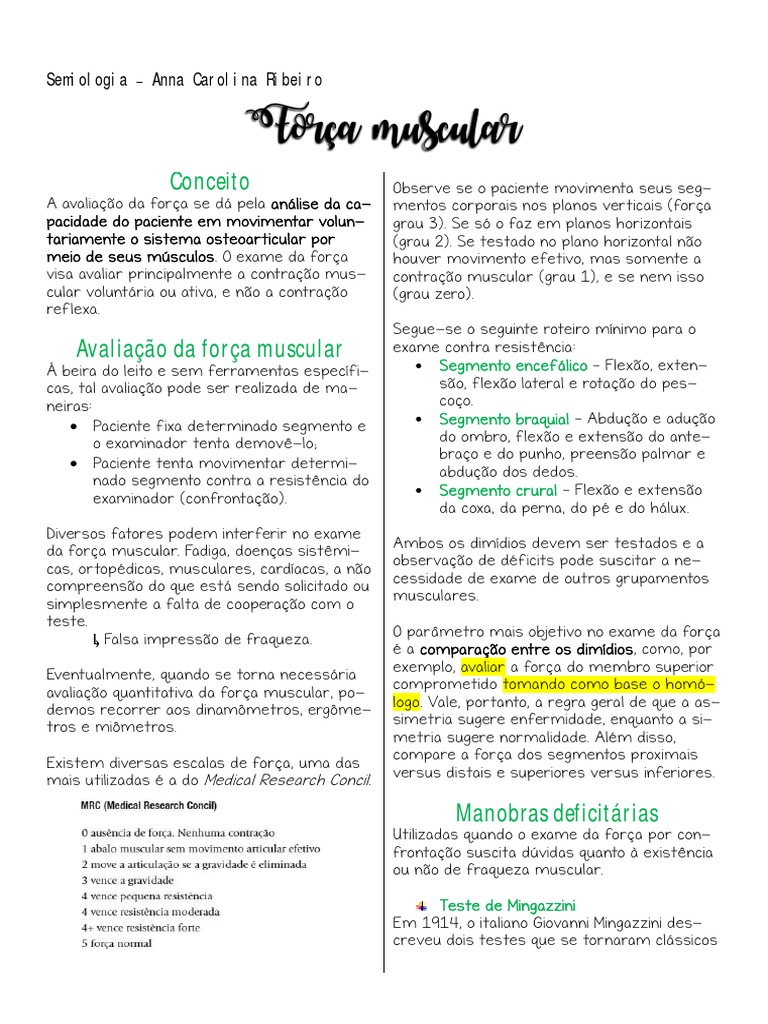 Força muscular e tônus.pdf | PDF | Músculo esquelético | Anatomia