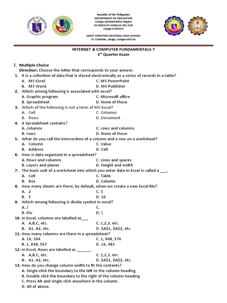 Icf 7 3rd Quarter Exam Pdf