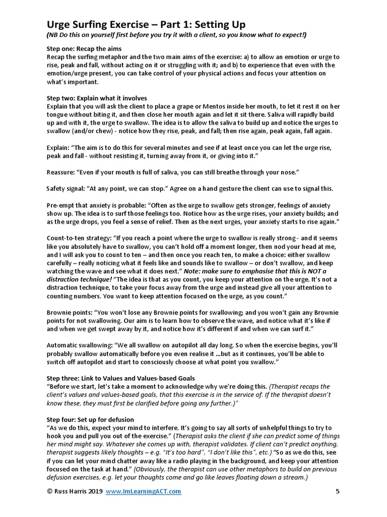 Script For Urge Surfing PDF | PDF