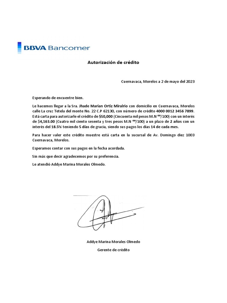 Autorización de Crédito | PDF