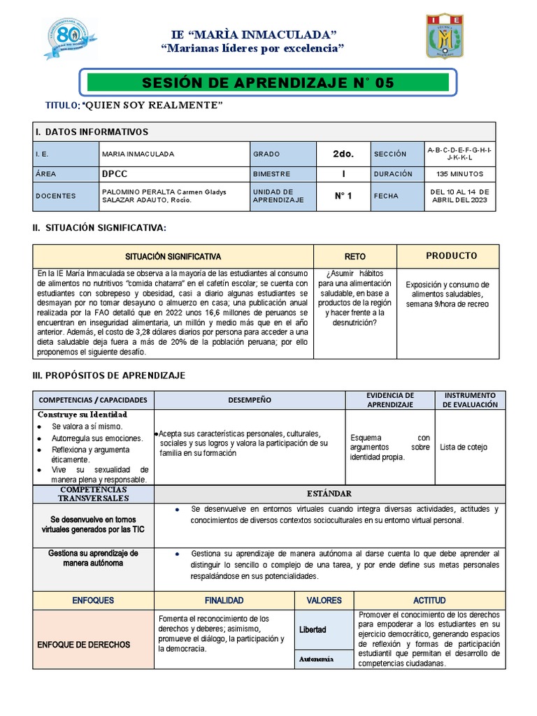 Sesión 05 - DPCC - Segundo | PDF | Aprendizaje | Evaluación Sesión 05 - DPCC - Segundo | PDF | Aprendizaje | Evaluación