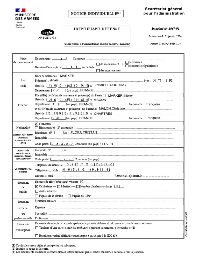 Cerfa 10870 04 PDF | PDF