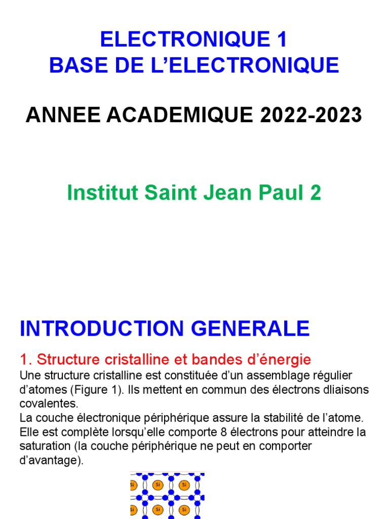 Séance - 1 - Int - Chap1 - Electronique1 (Repaired) | PDF