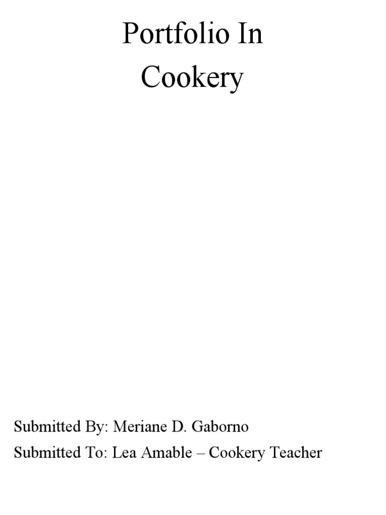 Portfolio In Cookery | PDF