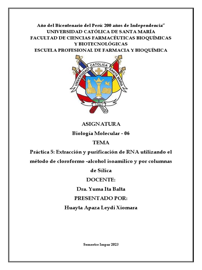 Practica N5 Biologia Molecular PDF | PDF | Rna | Proteínas Practica N5 Biologia Molecular PDF | PDF | Rna | Proteínas