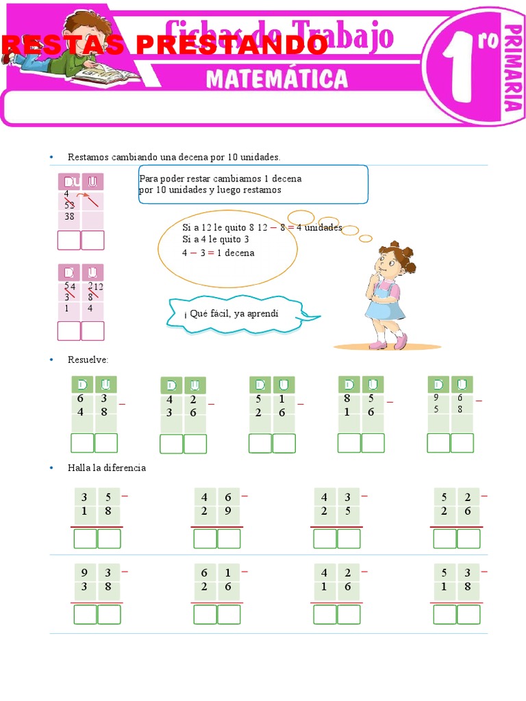 Restas Prestando para Primer Grado de Primaria | PDF