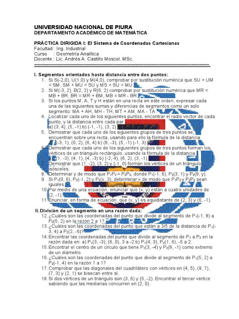 Pract. Dirigida I Sist. de Coord. Geo. Analitica | PDF | Triángulo | Rectángulo
