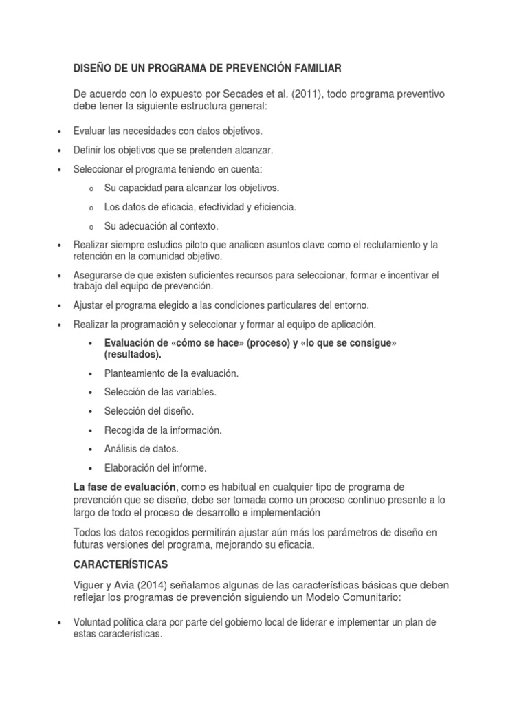 Diseño de Un Programa de Prevención Familiar PDF | PDF