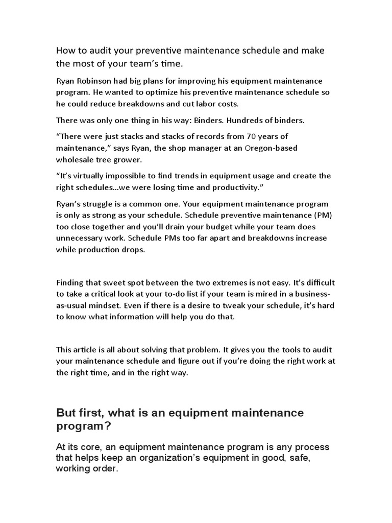 How To Audit Your Preventive Maintenance | PDF