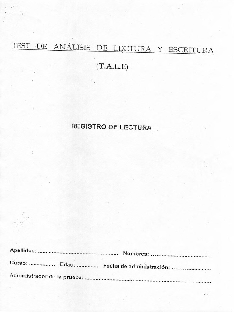 TALE Registro Lect PDF | PDF