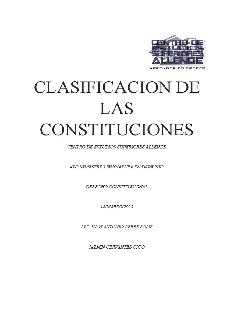 Clasificacion de Las Constituciones | PDF