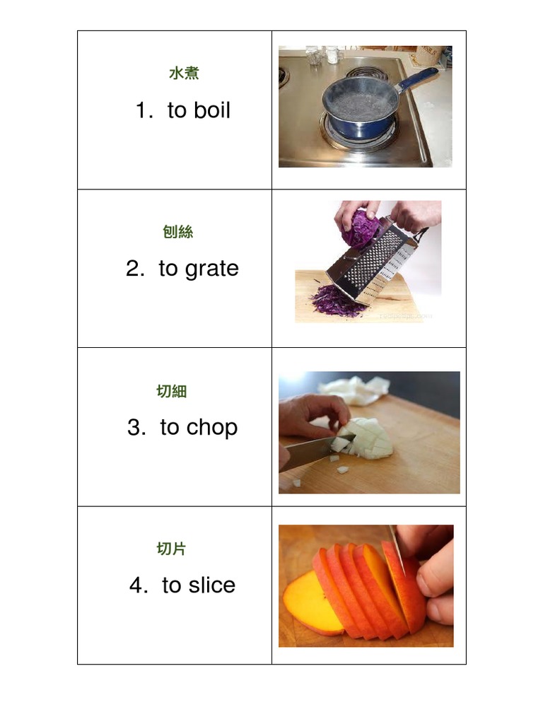 Cooking Verbs and Pictures PDF | PDF