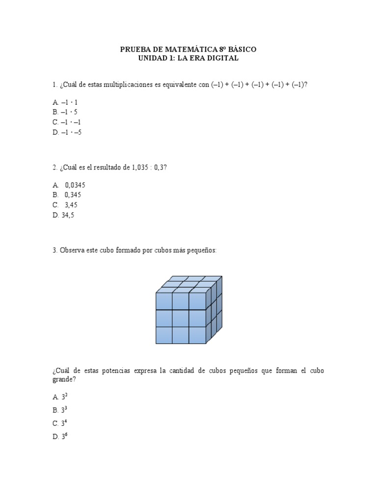 Mat 8B U1 Prueba | PDF | Métodos y materiales de enseñanza