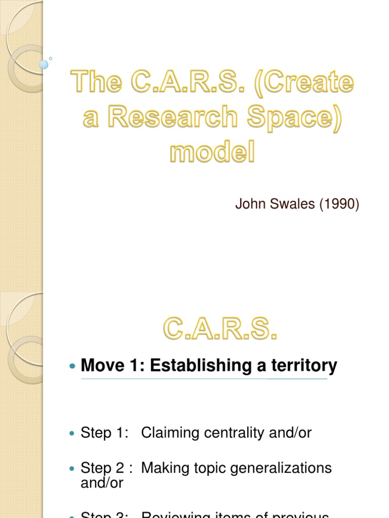 CARS Model (Create A Research Space) by John Swales (1990) | PDF ...