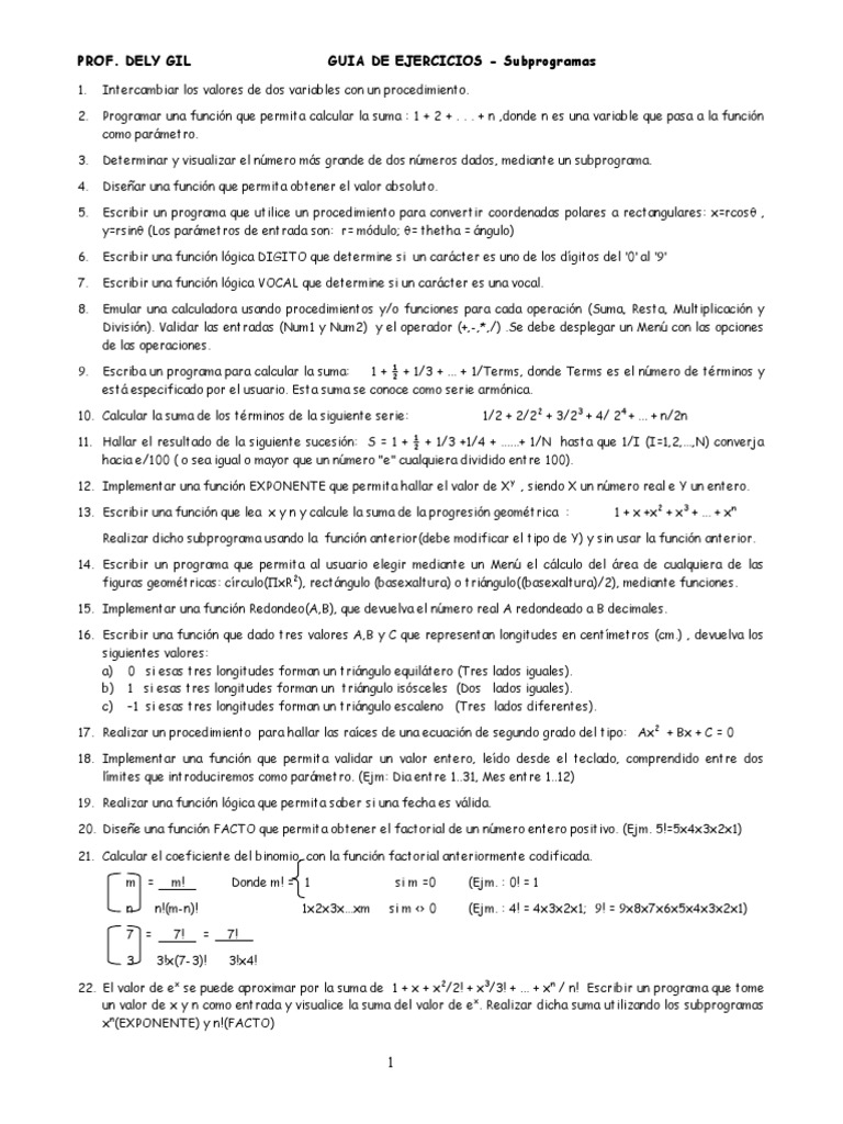 Guia de Subprogramas | PDF | Triángulo | Número Real