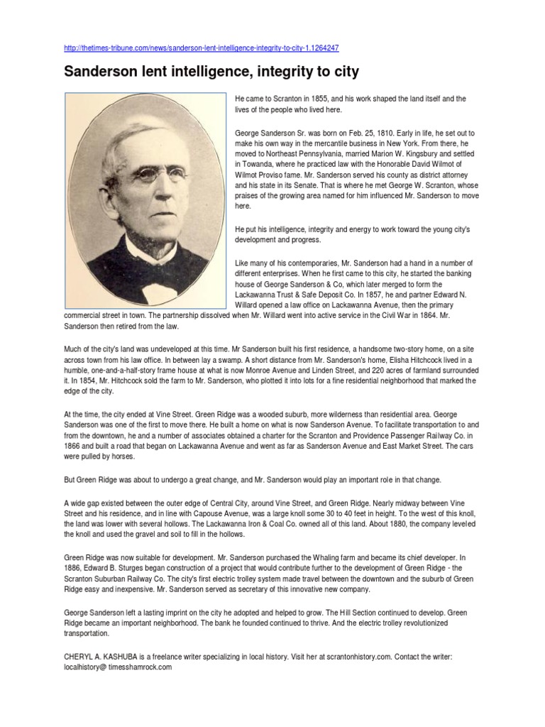 George Sanderson and The History of Green Ridge PDF | PDF | Scranton
