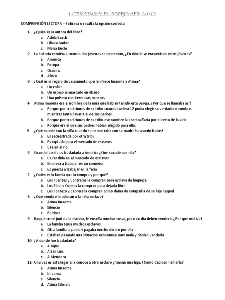 Trabajo Evaluativo El Espejo Africano | PDF