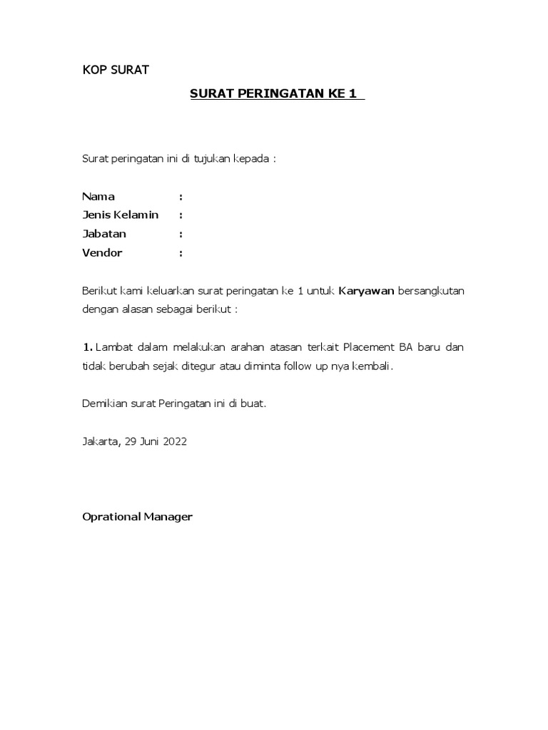 Surat peringatan .docx | PDF