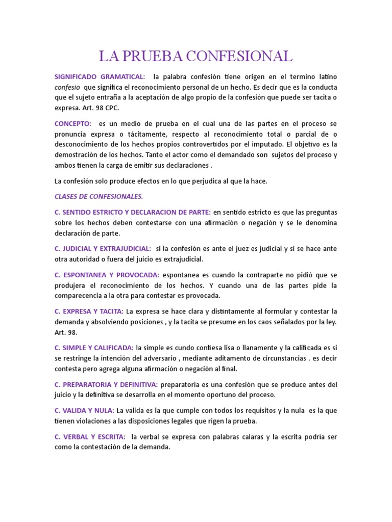La Prueba Confesional | PDF | Confesión (ley) | Justicia