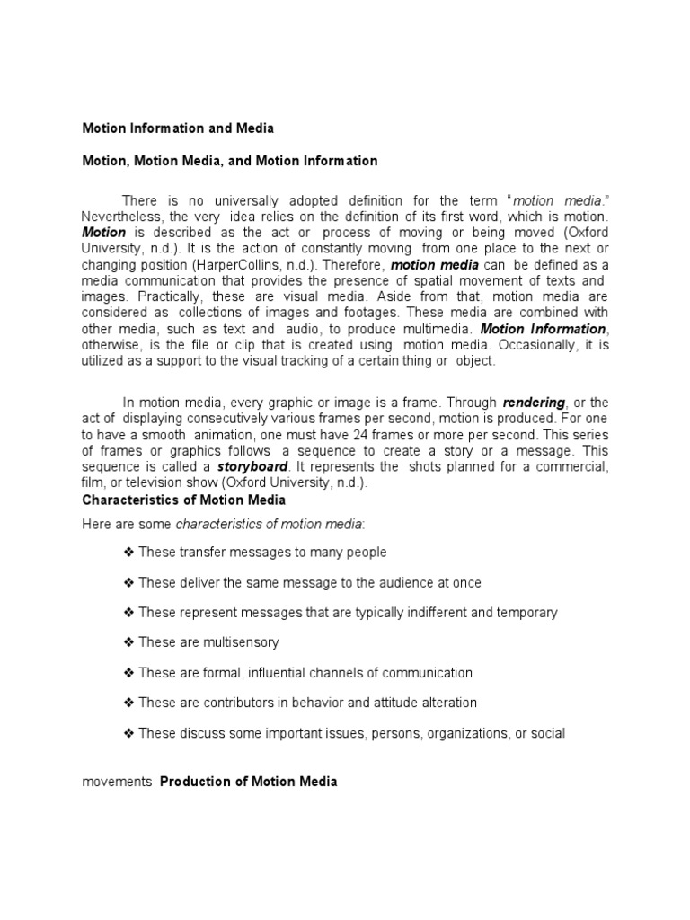 Understanding Motion Media Concepts | PDF | Mass Media | Television