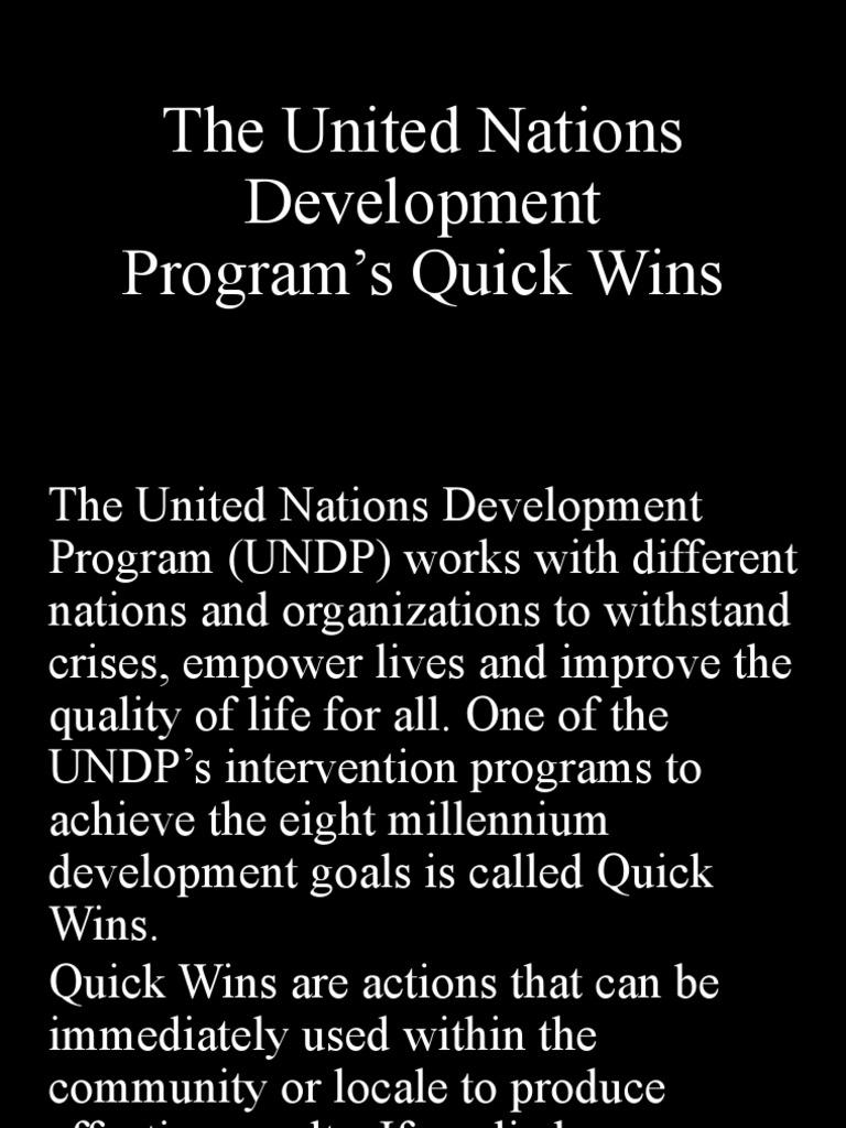UNDP Quick Wins for Community Impact | PDF