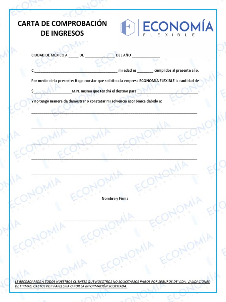 Carta de Comprobacion de Ingresos PDF | PDF