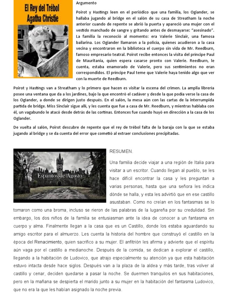 El Rey Del Trébol Resumen-Agatha Christie | PDF