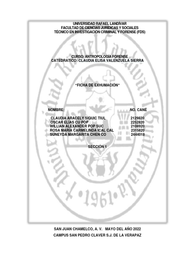 FICHA DE EXHUMACION - Rosa Ical - 2315820 | PDF