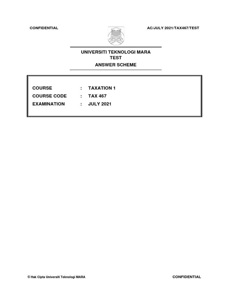 Tax 467 Common Test July 2022 - SS PDF | PDF