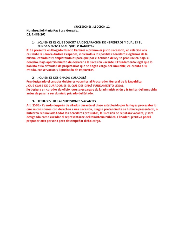 Sucesiones LECCION 11 | PDF Sucesiones LECCION 11 | PDF