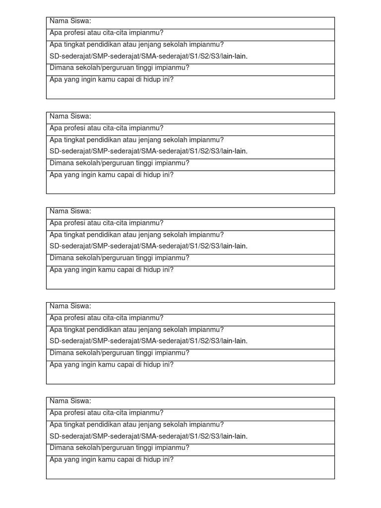 Form Data Cita-Cita Siswa | PDF