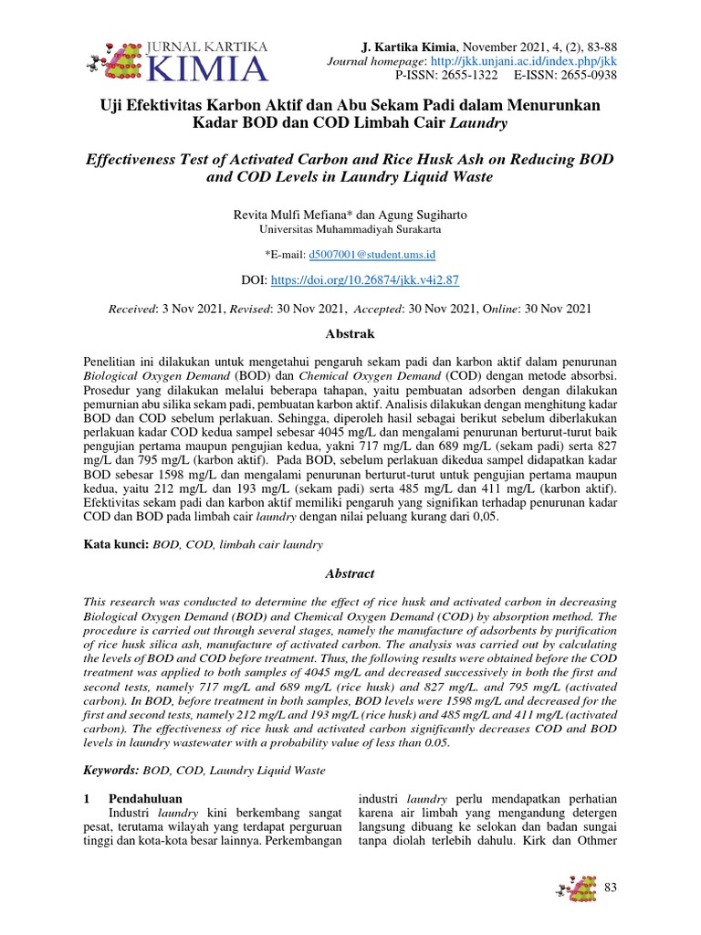 Efektivitas Karbon Aktif dan Sekam Padi | PDF