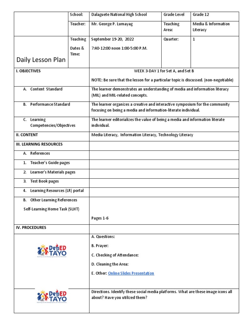 DLP-MIL-Q1-W3-Day 1 Learner Editorializes The Value of Being A Media and Information Literate ...