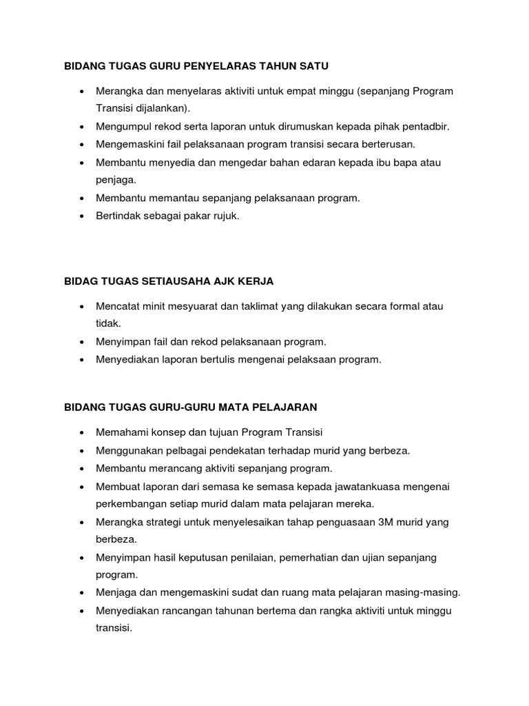 4 Bidang Tugas Guru | PDF