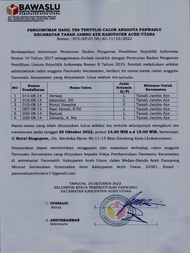 Kec. Tanah Jambo Aye PDF | PDF