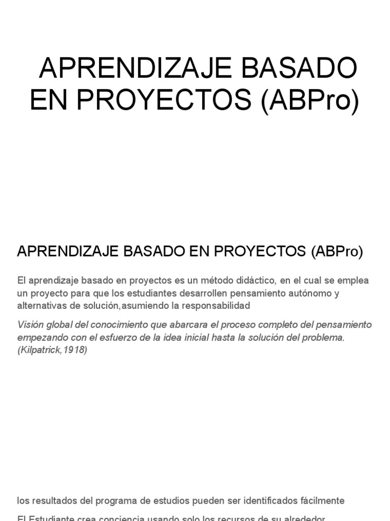 APRENDIZAJE BASADO EN PROYECTOS (ABPro) | PDF
