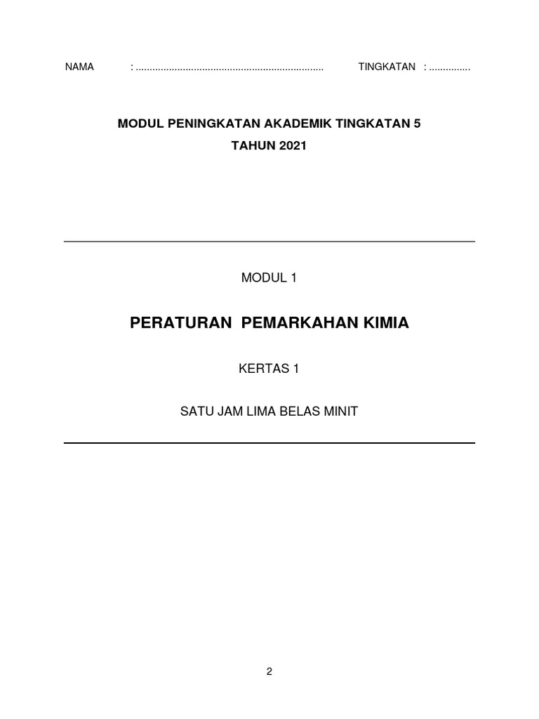 Skema Trial Kimia Kedah Set 1 K1 PDF | PDF