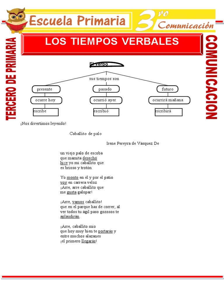 Los Tiempos Verbales para Tercero de Primaria 1 | PDF