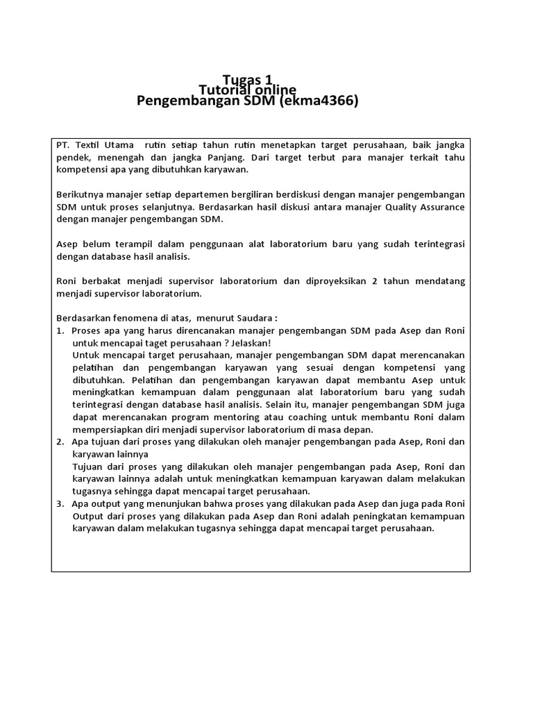 Tugas Psdm - Perumperindo.co.id