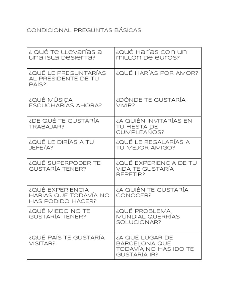 Condicional Preguntas Básicas | PDF