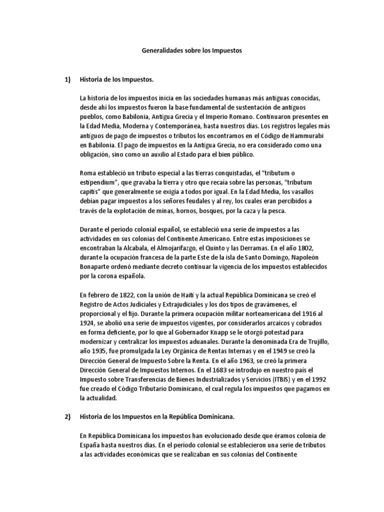 UNIDAD 1. Generalidades Sobre Los Impuestos | PDF