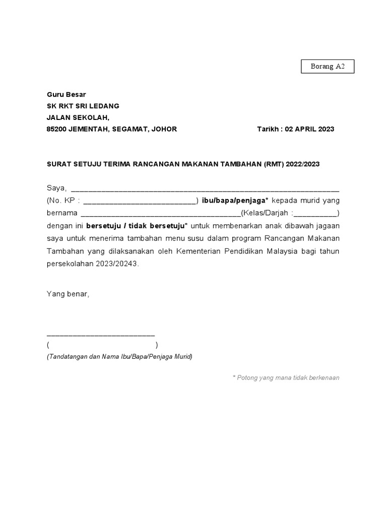 SETUJU TERIMA RMT.docx | PDF