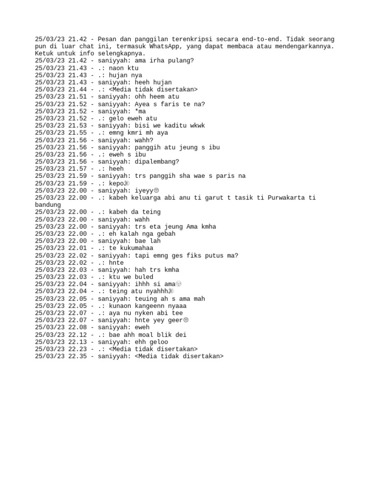 Chat WhatsApp Dengan Saniyyah | PDF