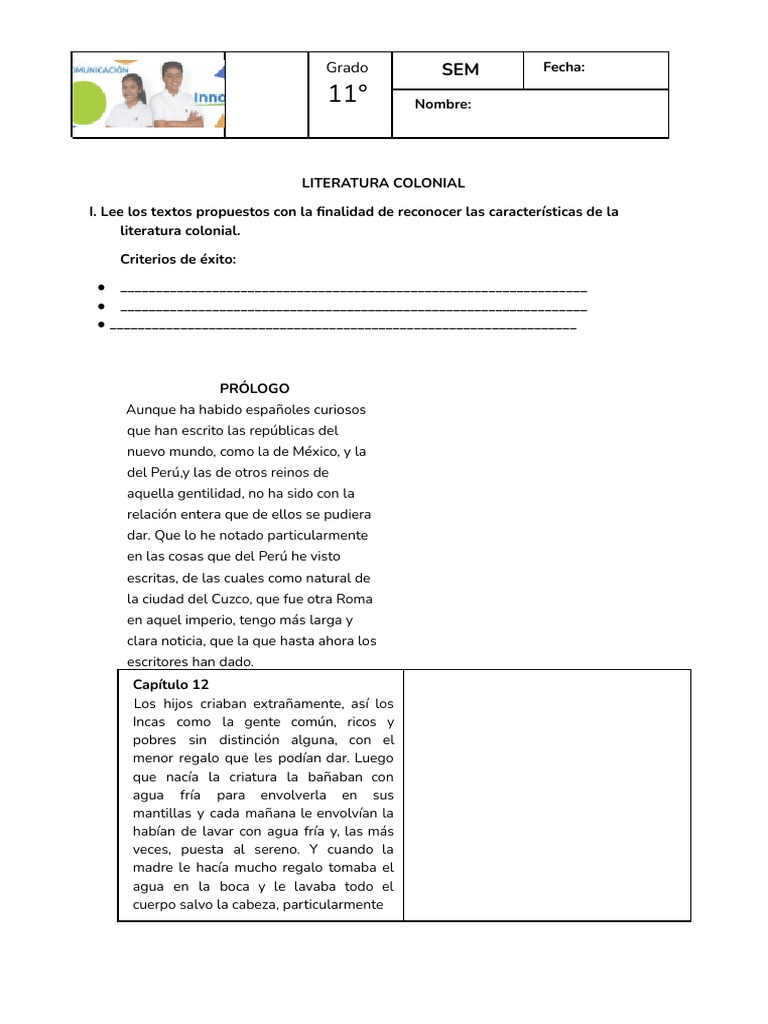 Ficha - Literatura Colonial PDF | PDF